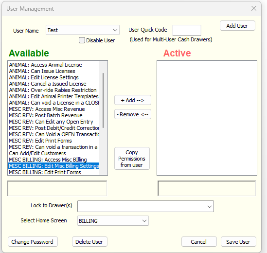 User Management (Misc. Revenue/Billing) – Municipal Software Inc.