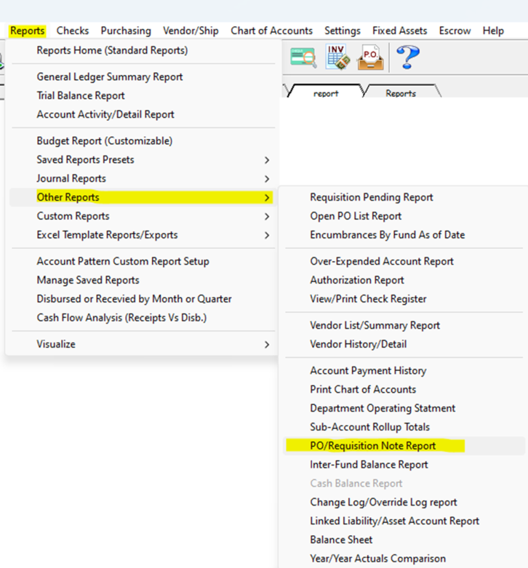 PO/Requisition Note Report – Municipal Software Inc.