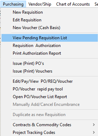 View Pending Requisition List – Municipal Software Inc.