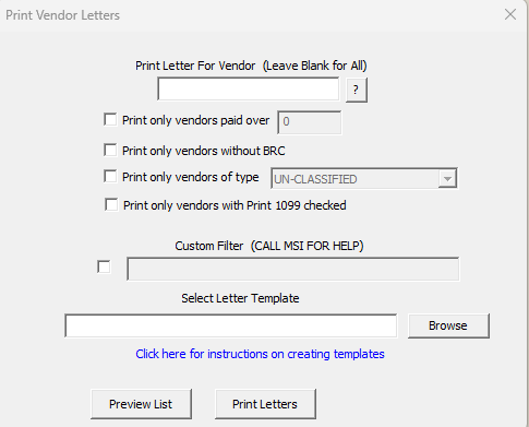 Print Vendor Letters – Municipal Software Inc.