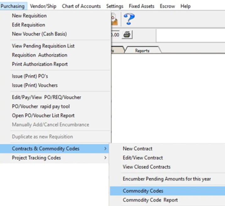 Commodity Codes – Municipal Software Inc.