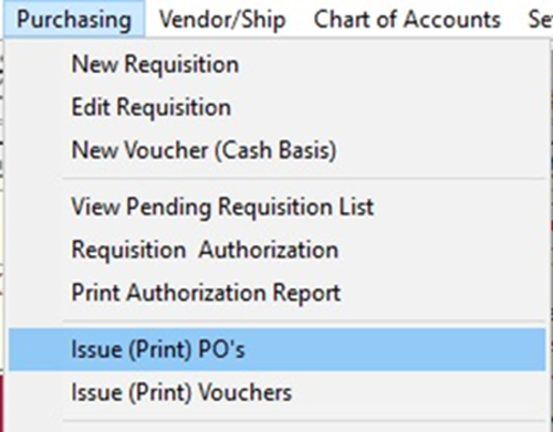 Print Purchase Orders – Municipal Software Inc.