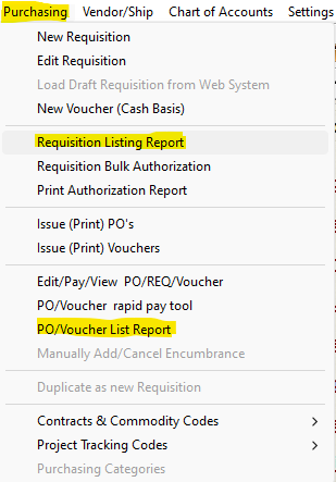 Requisition and PO List Report – Municipal Software Inc.