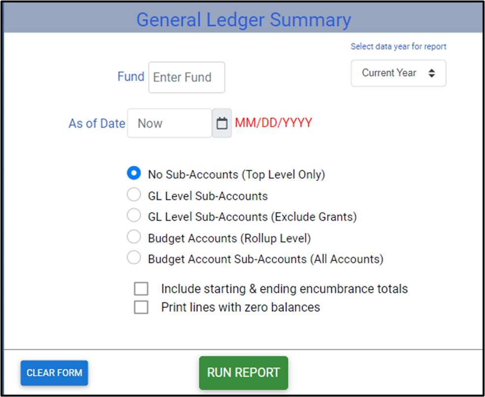 General Ledger Summary Report – Municipal Software Inc.