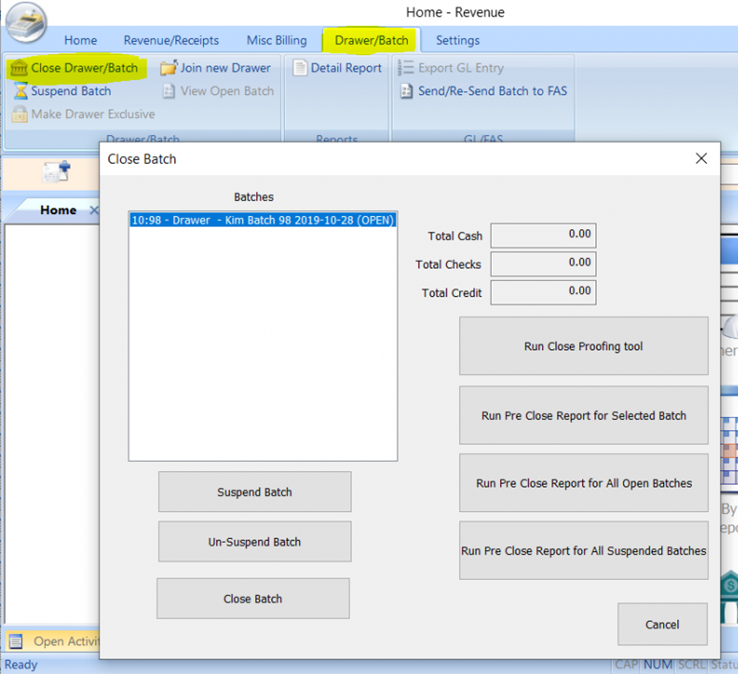 Close a Batch – Municipal Software Inc.